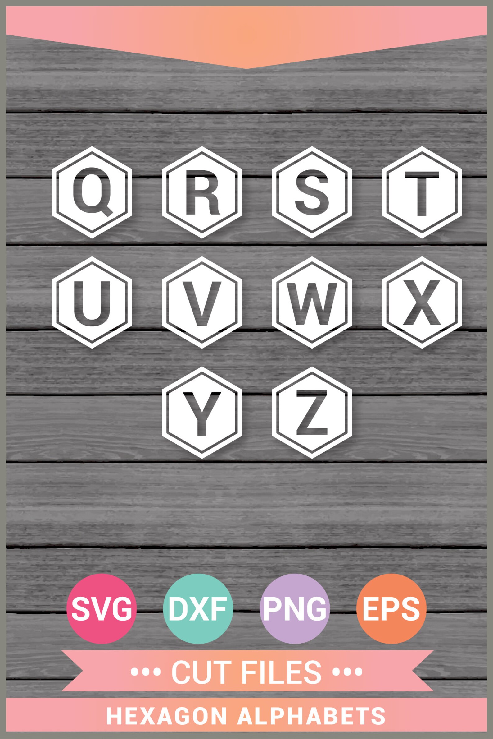 Alphabet Monogram Hexagon Letters Invitation SVG Cut Files - Etsy