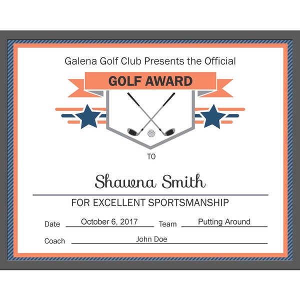 Golf Award Template - Etsy