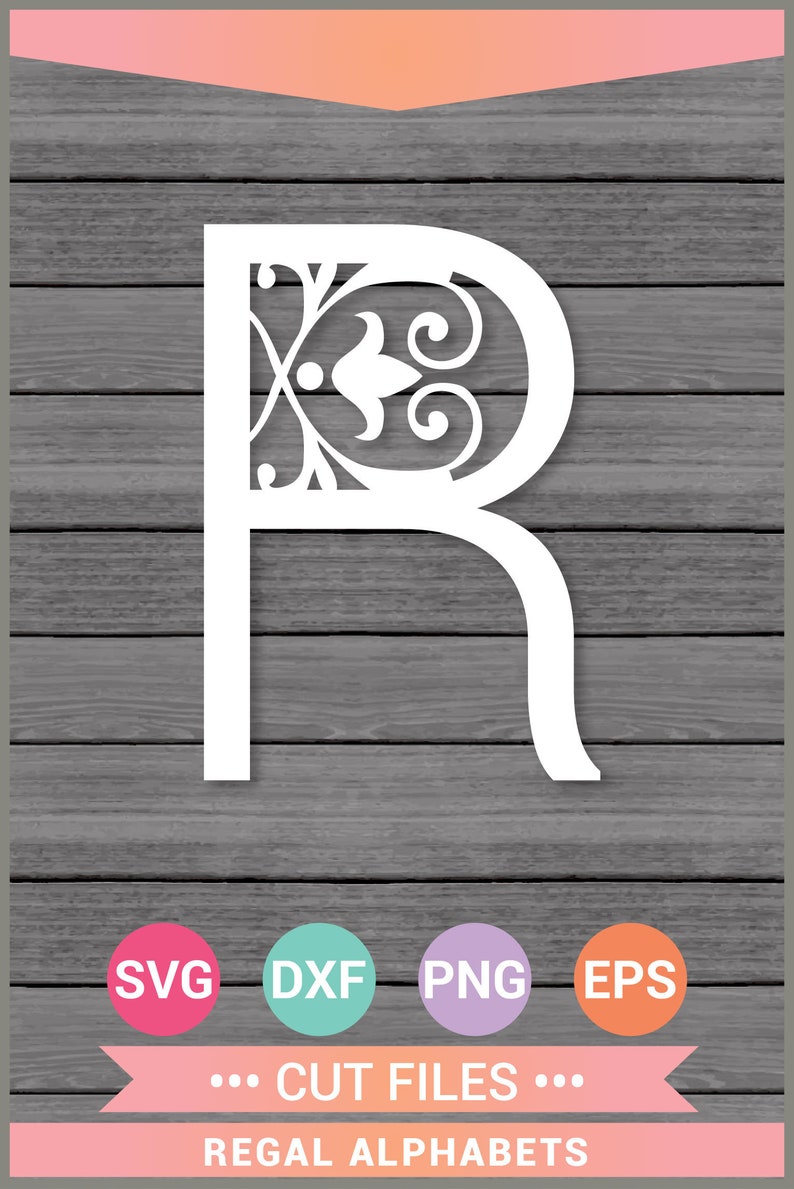 Regal Alphabet Monogram Label Letters Invitation SVG Cut | Etsy