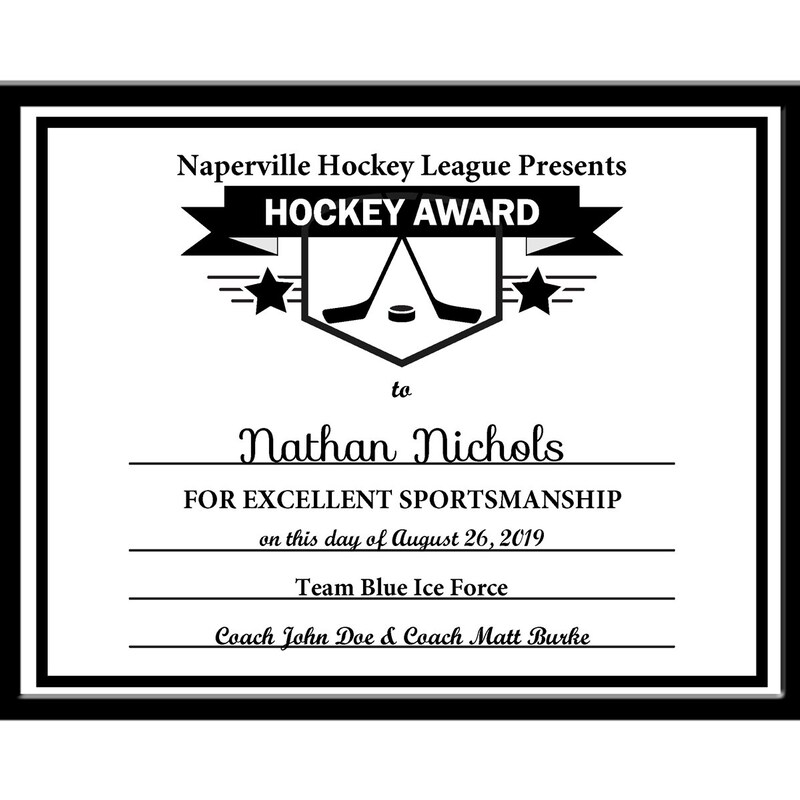 Hockey Award Certificate Template - Etsy