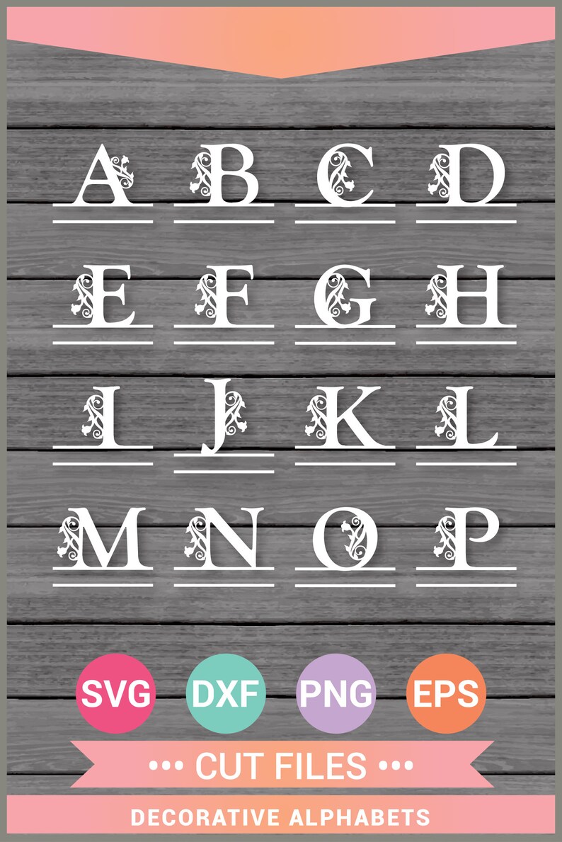 Alphabet Split Monogram Wedding Invitation SVG Cut Files - Etsy