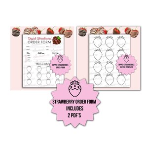 Dipped Strawberry Order Form Printable PDF, Bonus Sketch Template ...