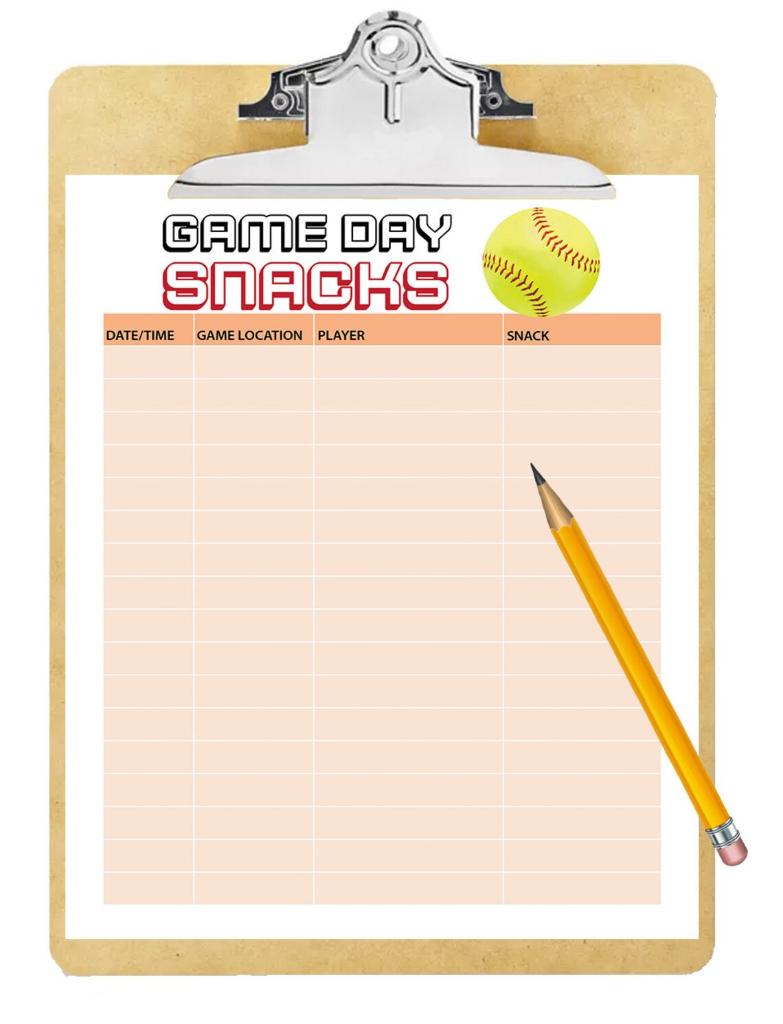 Game Day Snack Sign Up Sport Schedule Printable Form PDF & - Etsy