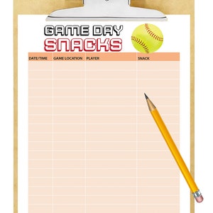 Game Day Snack Sign Up, Sport Schedule Printable Form PDF & PNG, Fill ...