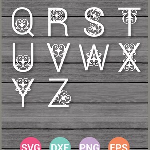 Regal Alphabet Monogram Label Letters Invitation SVG Cut - Etsy