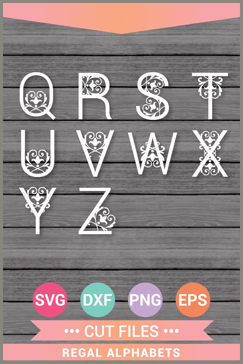 Regal Alphabet Monogram Label Letters Invitation SVG Cut - Etsy