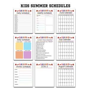 Summer Rules Schedules Fillable/ Editable/printable 9 Page PDF Kids ...