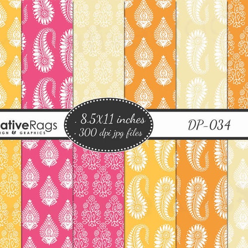 INDIAN BLOCK PRINTS Printable Papers Digital Download Cotton | Etsy UK
