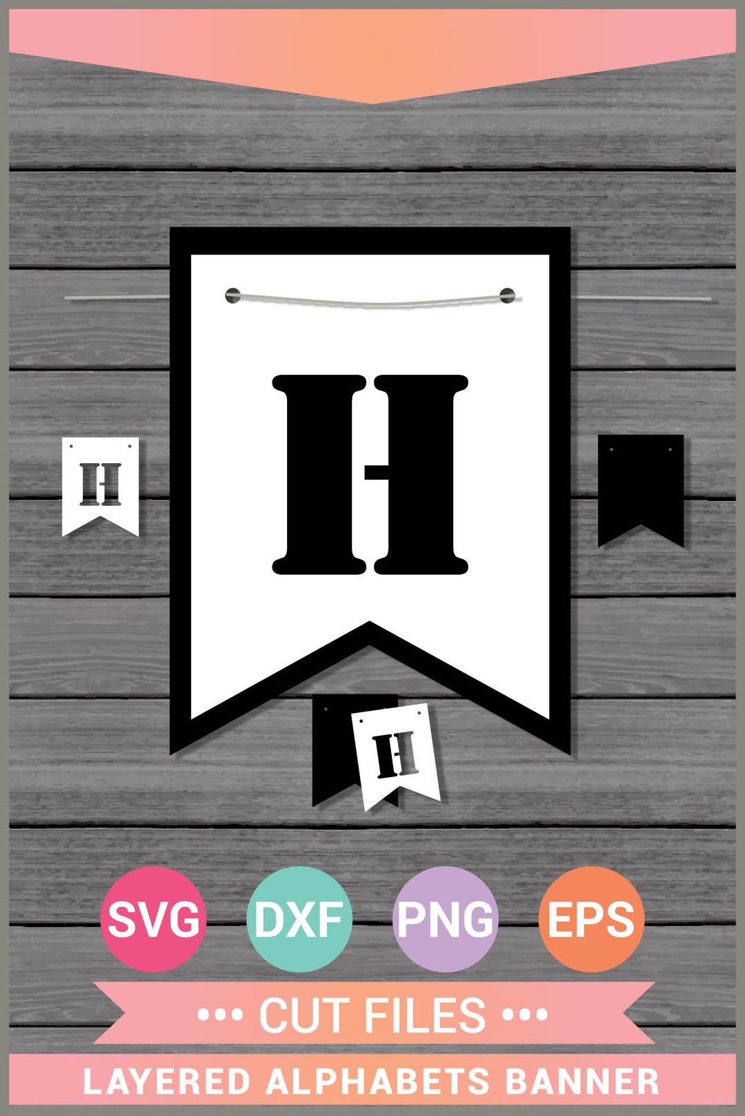 Layered A-Z Alphabet Pennant Banners Flag Letter SVG Cut Files, Cricut ...