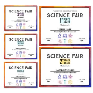 Fillable & Printable PDF Science Fair Award Education Kids Children ...
