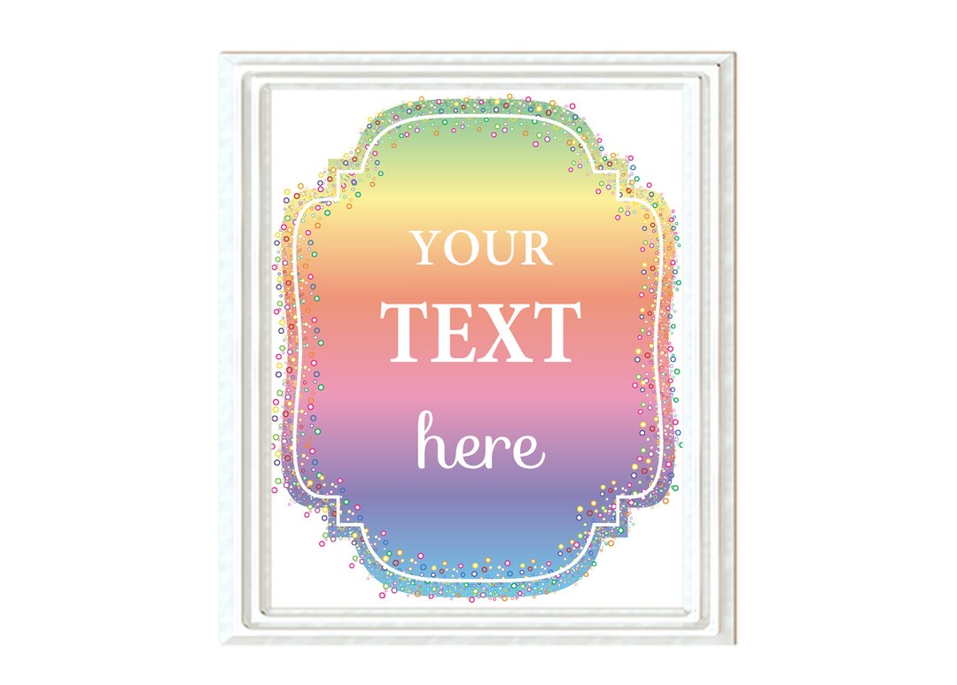 DIY Editable Pdf Rainbow Confetti Blank Sign, US Letter Size, 8x10 ...