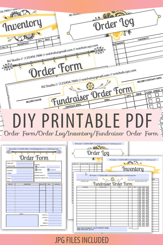 4 DIY Printable PDF Jpg Order Form Order Log Inventory - Etsy
