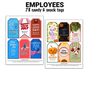 Employee Appreciation Gift Tags: 78 Snack & Candy Designs (instant ...