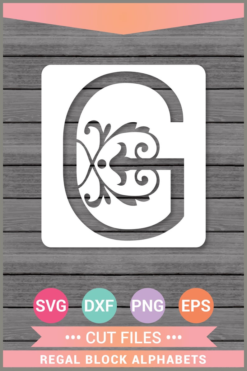 Regal Alphabet Monogram Label Letters Invitation SVG Cut - Etsy