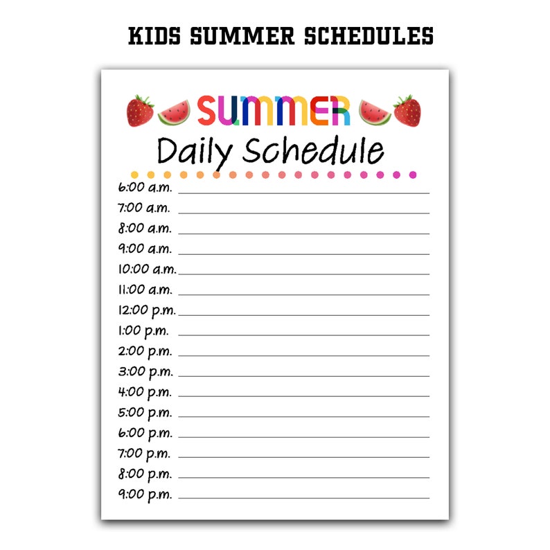 Summer Rules Schedules Fillable/ Editable/printable 9 Page PDF - Etsy
