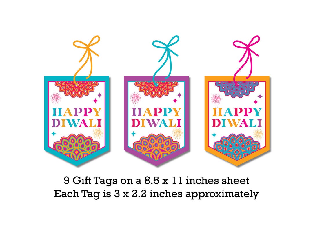 Happy Diwali Gift Tags, Printable Favor Tags, Indian Festival Favor ...