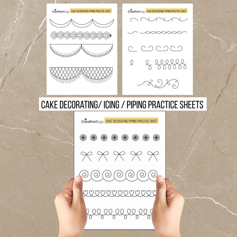 Royal Icing Piping Practice Sheets: Cake Decorating (instant Download) - Etsy