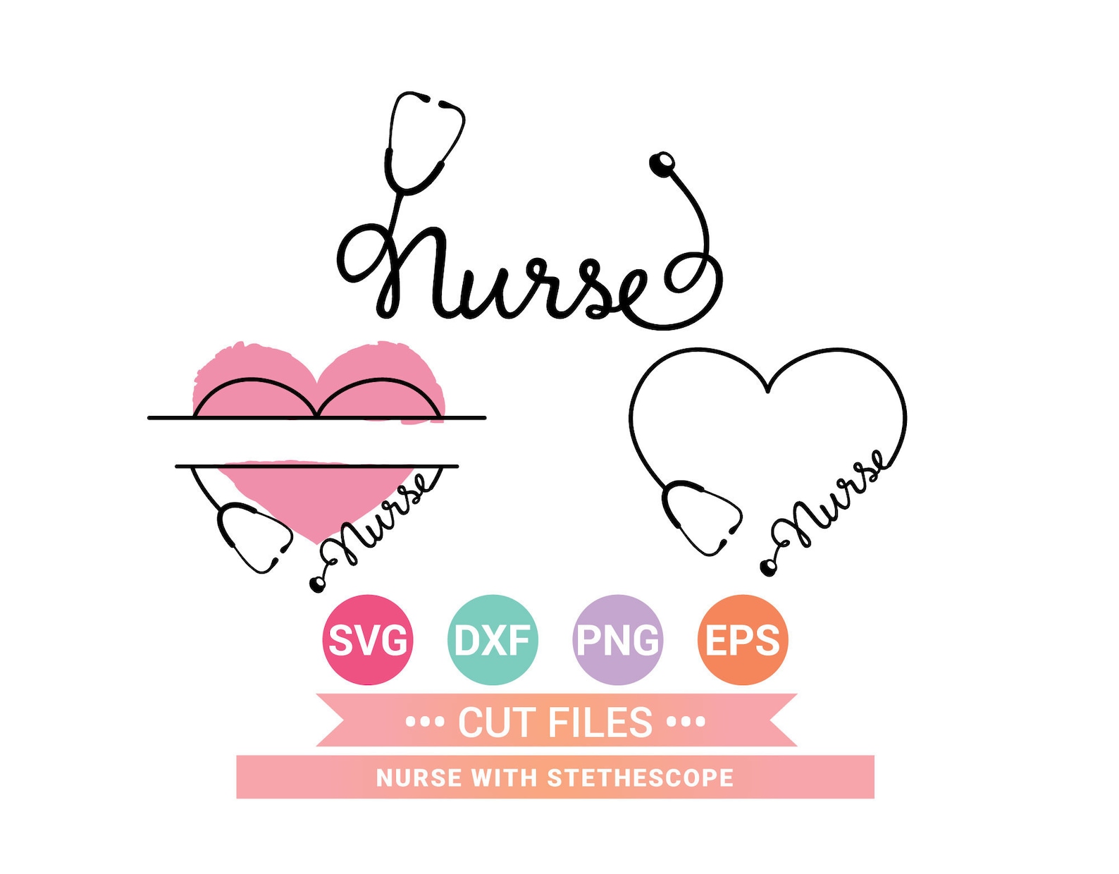 Nurse Stethoscope Svg Nurse Monogram Svg Split Monogram | Etsy