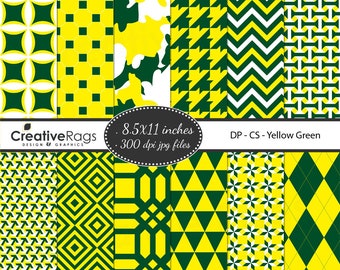 Green and Yellow Sports Team Colors Digital Paper Pack - Etsy