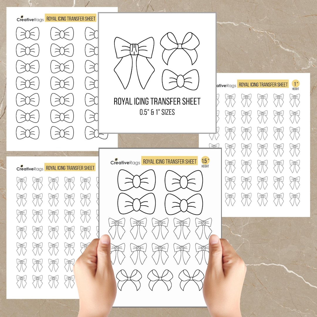 Coquette Ribbon Bow Royal Icing Transfer Sheets (digital Download) - Etsy