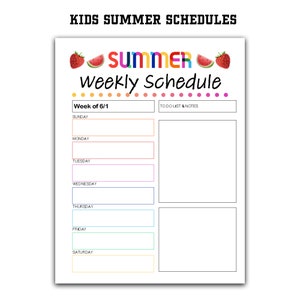 Summer Rules Schedules Fillable/ Editable/printable 9 Page PDF Kids ...