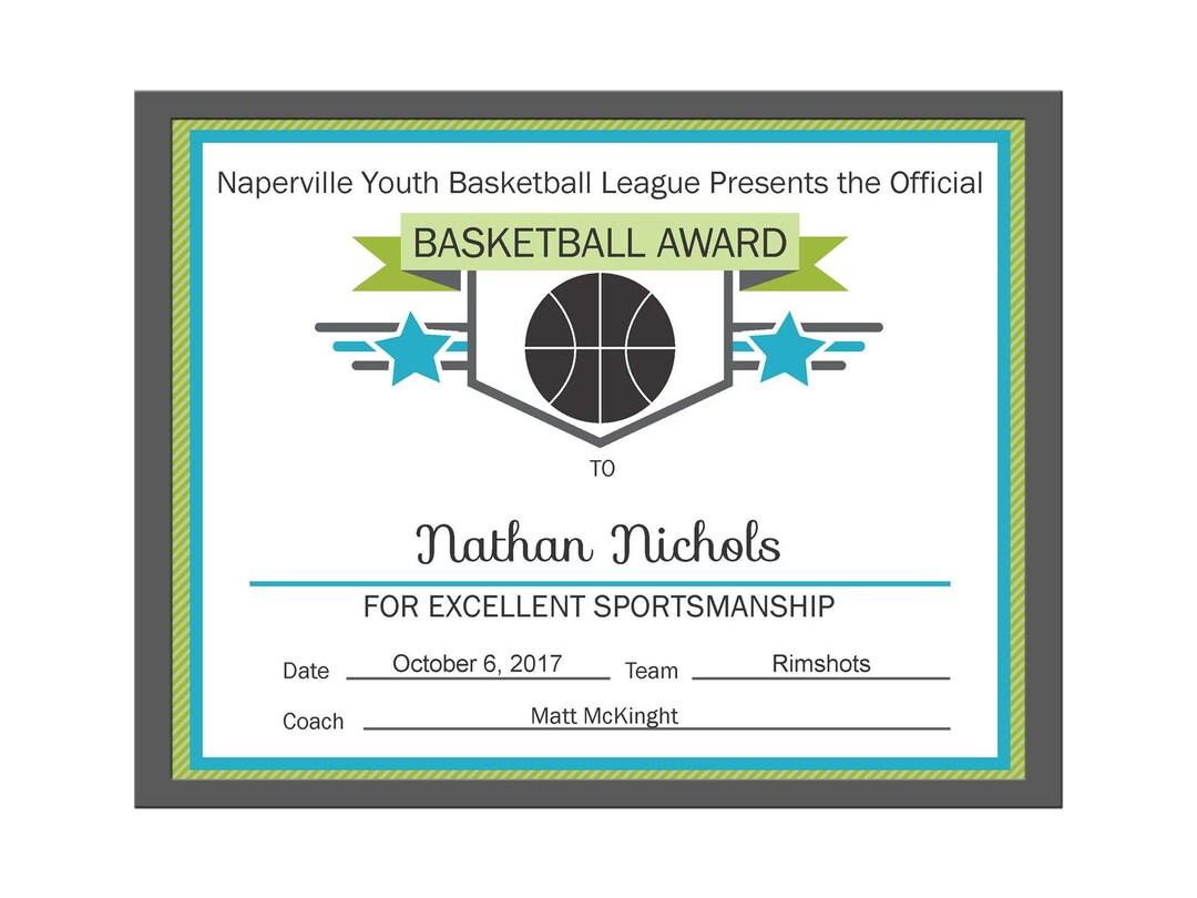 Editable PDF Sports Team Basketball Certificate Award Template in 3 ...