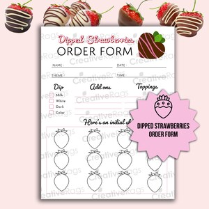 Dipped Strawberry Order Form Printable PDF, Bonus Sketch Template ...