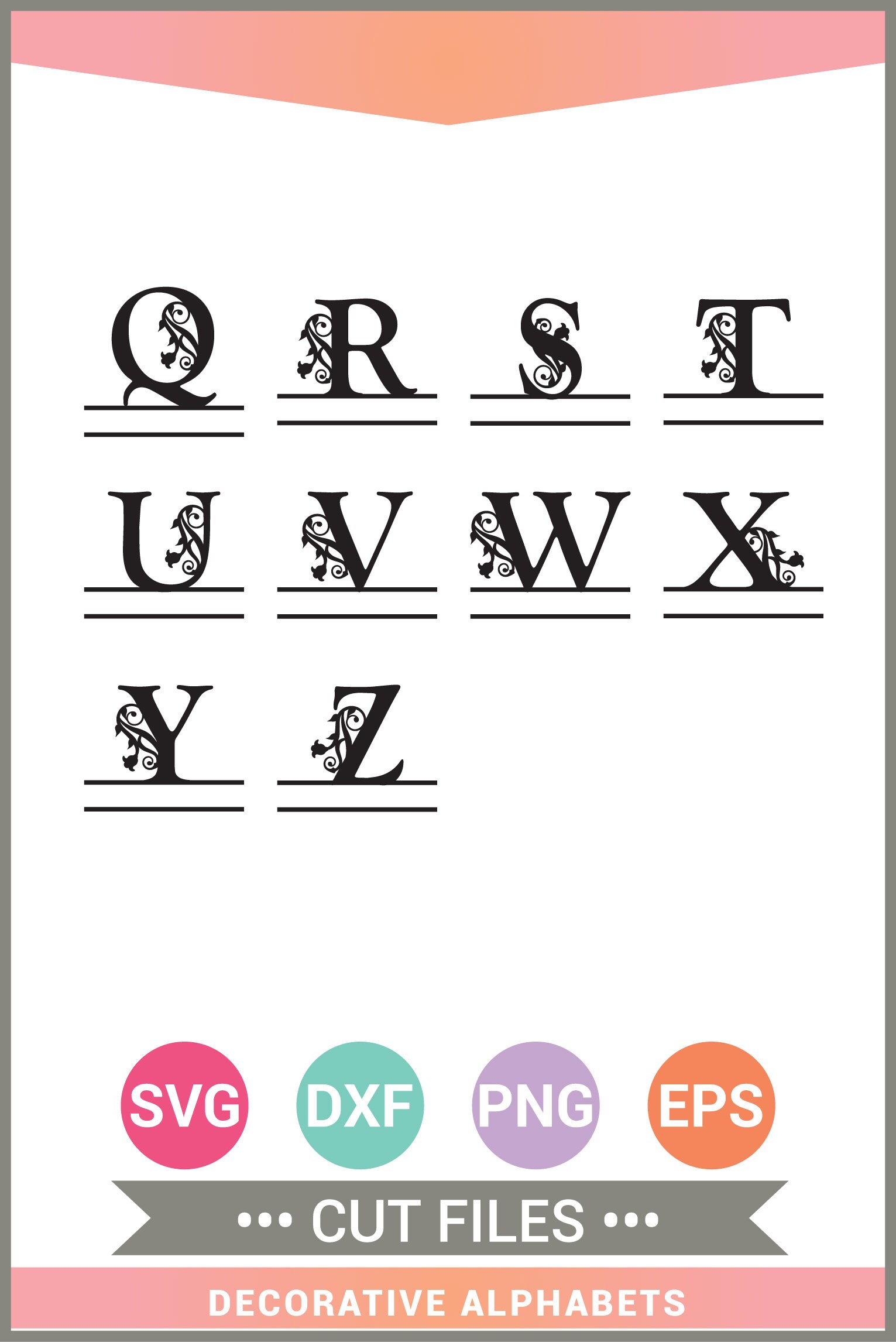 Alphabet Split Monogram Wedding Invitation SVG Cut Files | Etsy