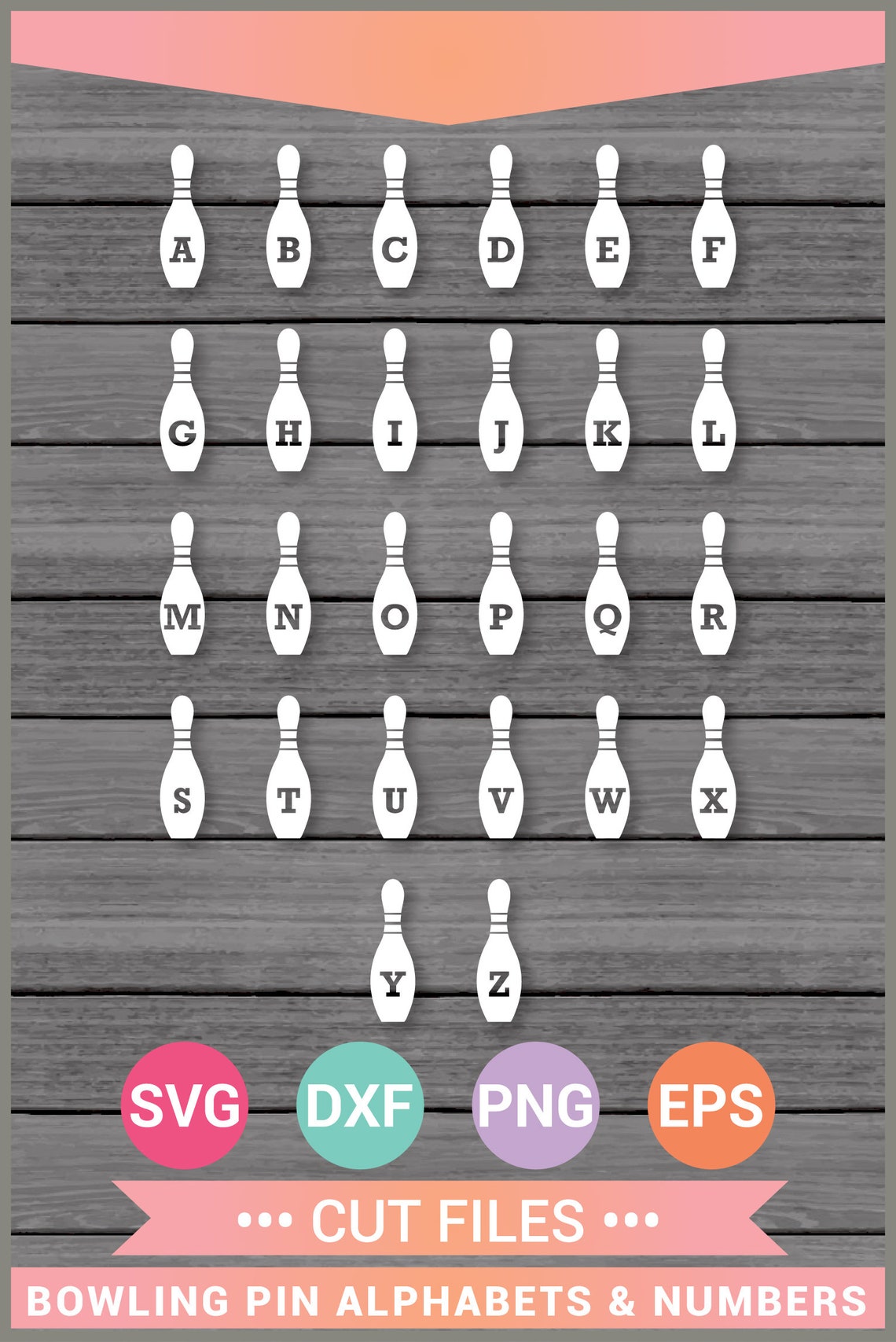 Bowling Pin Alphabet Monogram Letters Numbers SVG Cut Files - Etsy