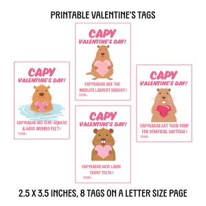 Capybara Valentine's Day Printable Gift Favor Tag, Classroom Valentine ...