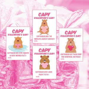 Capybara Valentine's Day Printable Gift Favor Tag, Classroom Valentine ...