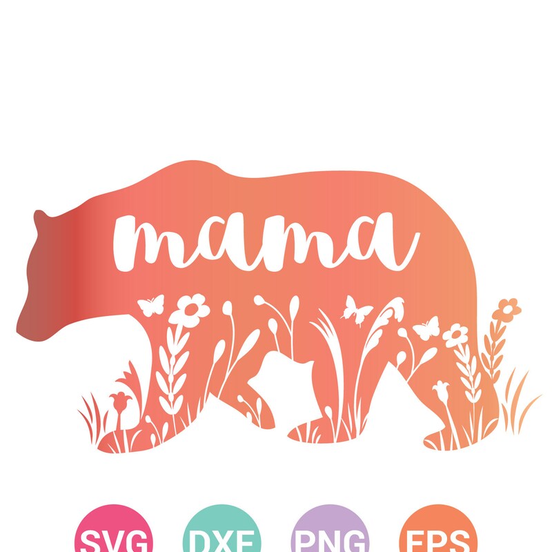 Mama Bear Floral Svg - Etsy