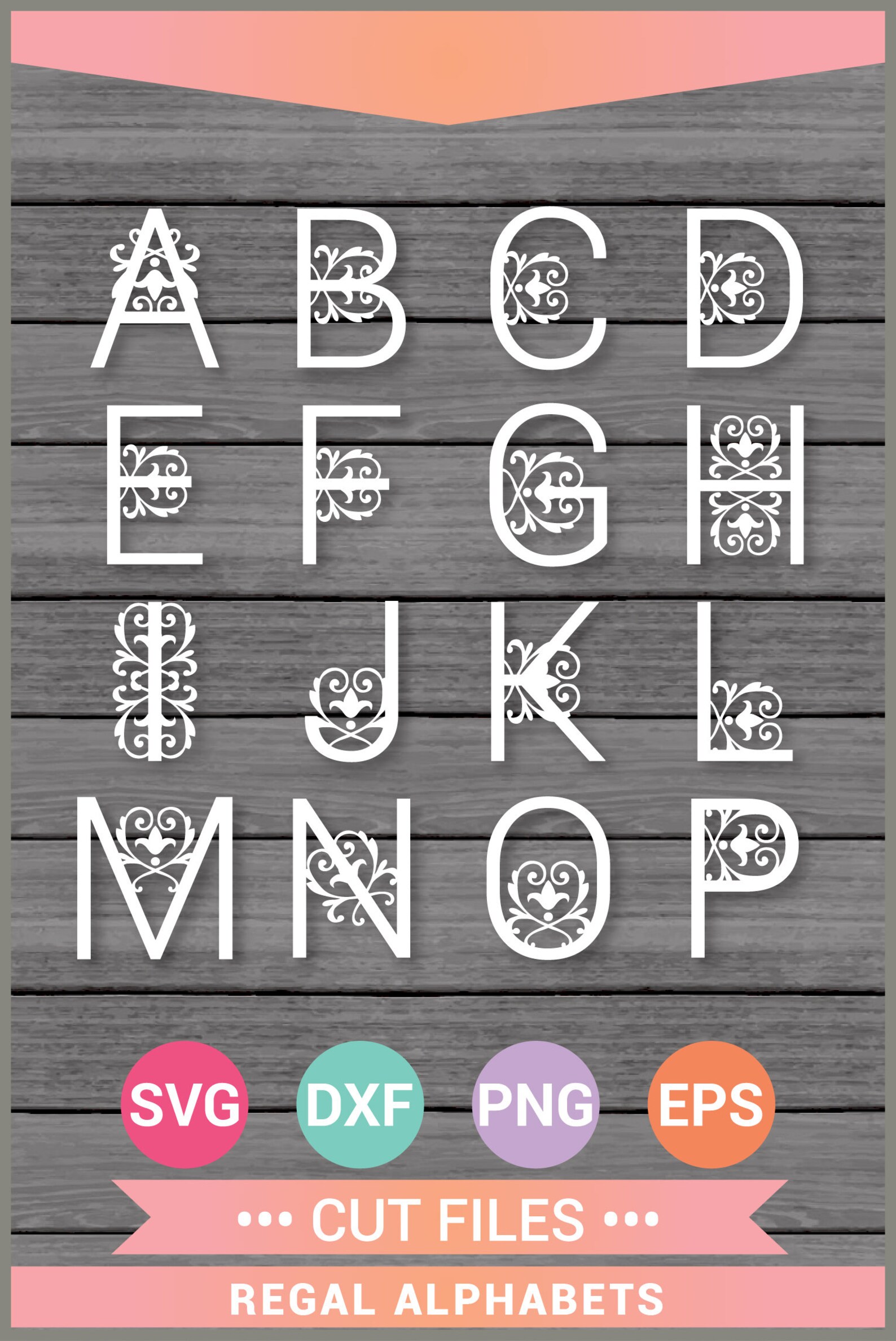 Regal Alphabet Monogram Label Letters Invitation SVG Cut | Etsy