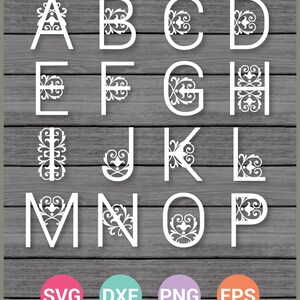 Regal Alphabet Monogram Label Letters Invitation SVG Cut - Etsy
