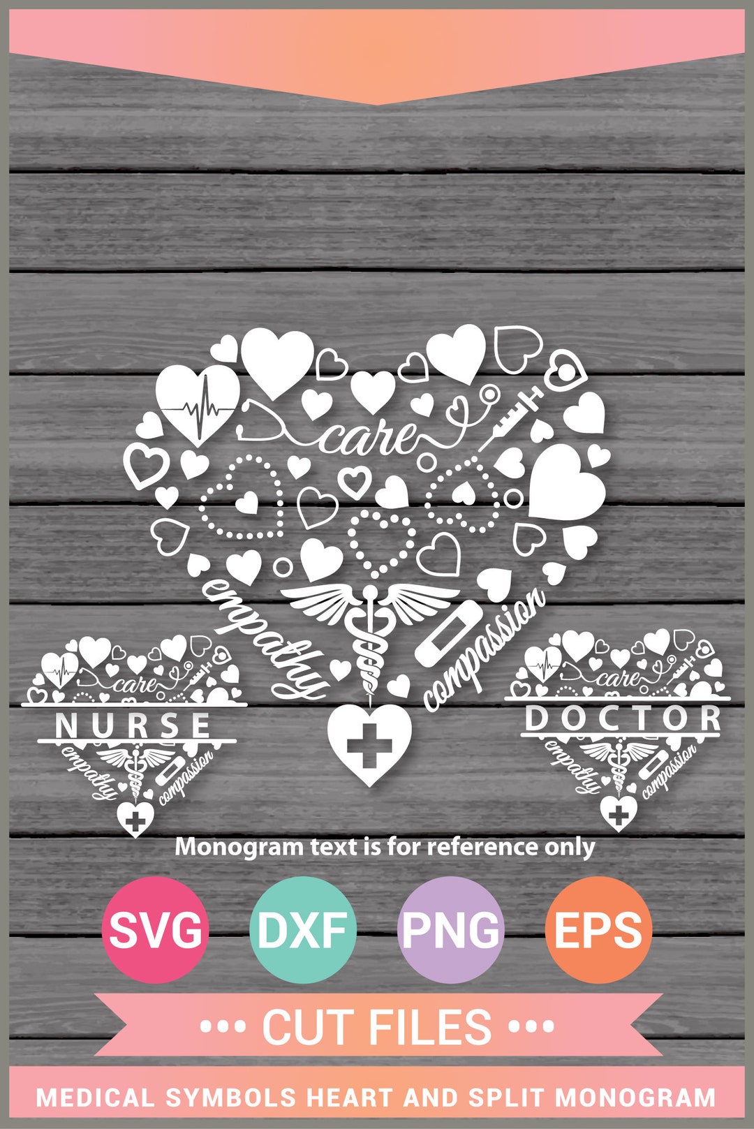 Nurse SVG Nurse Monogram Medical Symbols Heart Cut Files - Etsy