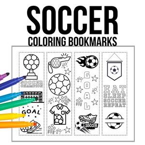 Printable Soccer Coloring Bookmarks PDF - 4 Unique Designs - Instant ...