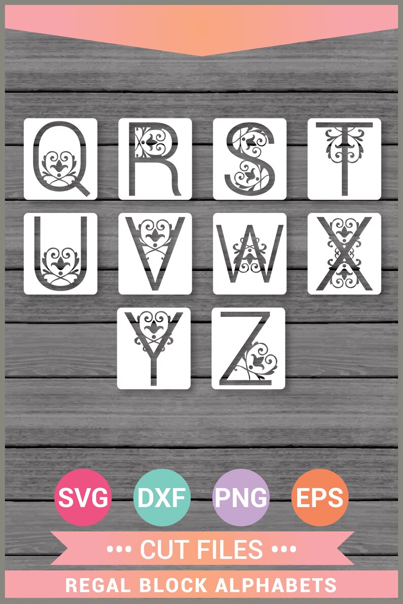 Regal Alphabet Monogram Label Letters Invitation SVG Cut - Etsy