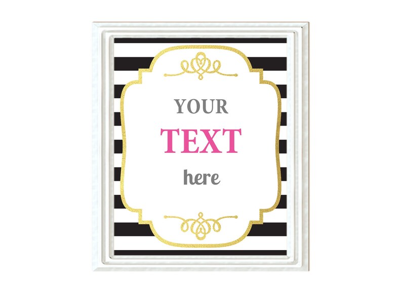 Editable Pdf Black Stripe & Faux Gold Blank Sign 4 on a - Etsy