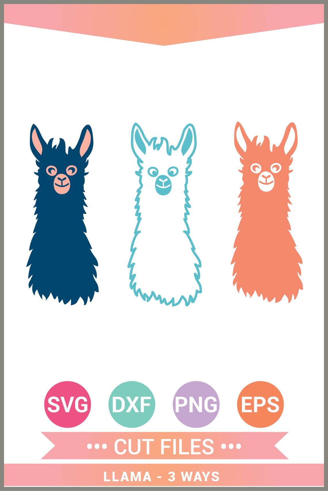 Llama 3 Designs Cute Llama Animal SVG Cut Files Cricut | Etsy