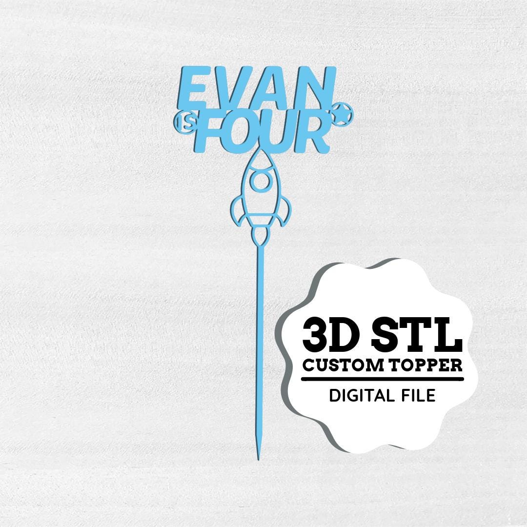 Custom Happy Birthday 3D STL Topper, 3d Print File Cake Topper STL ...