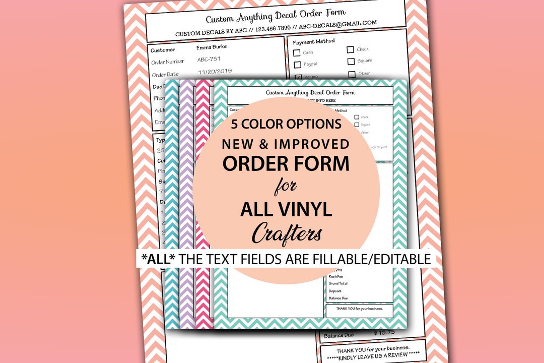 NEW Order Form Fillable/editable Text PDF Invoice Letter Size Sales ...