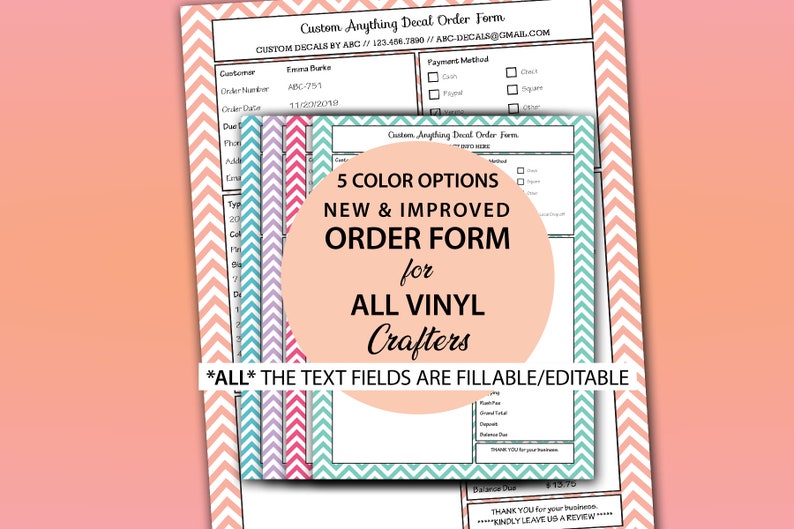 NEW Order Form Fillable/editable Text PDF Invoice Letter Size - Etsy