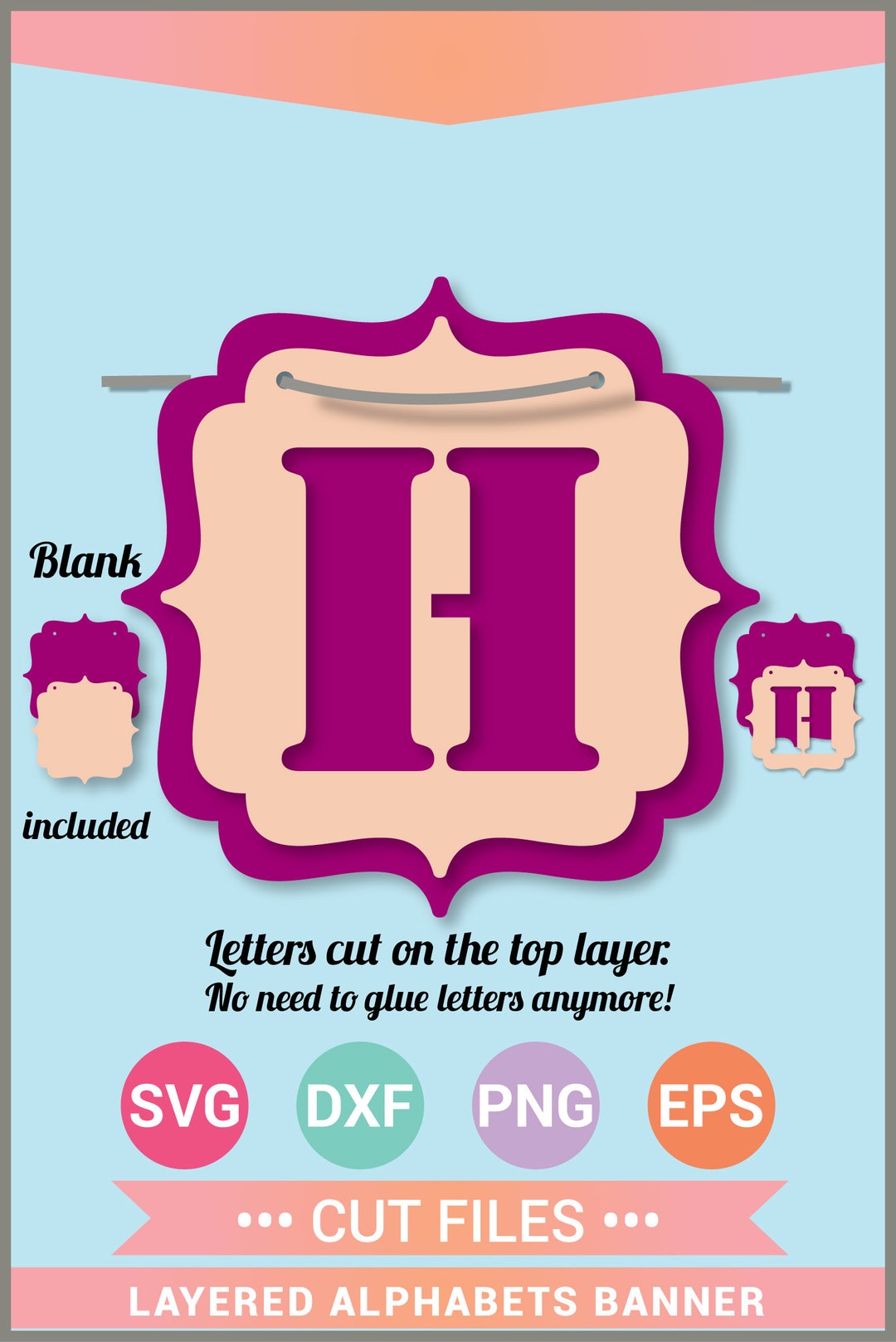 Alphabet Pennant Banner SVG Cut Files: Layered Scallop Design (digital ...