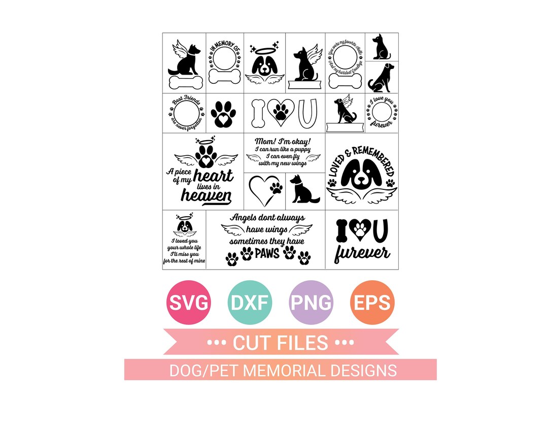 Pet Memory Bundle SVG, Dog Memorial Svg, Memorial Svg, Angel Wings Svg ...