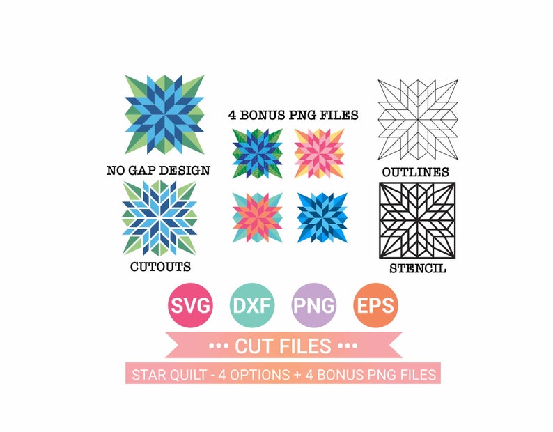 Geometric Quilt SVG Cut Files Star Quilt Barn Quilt Cricut - Etsy