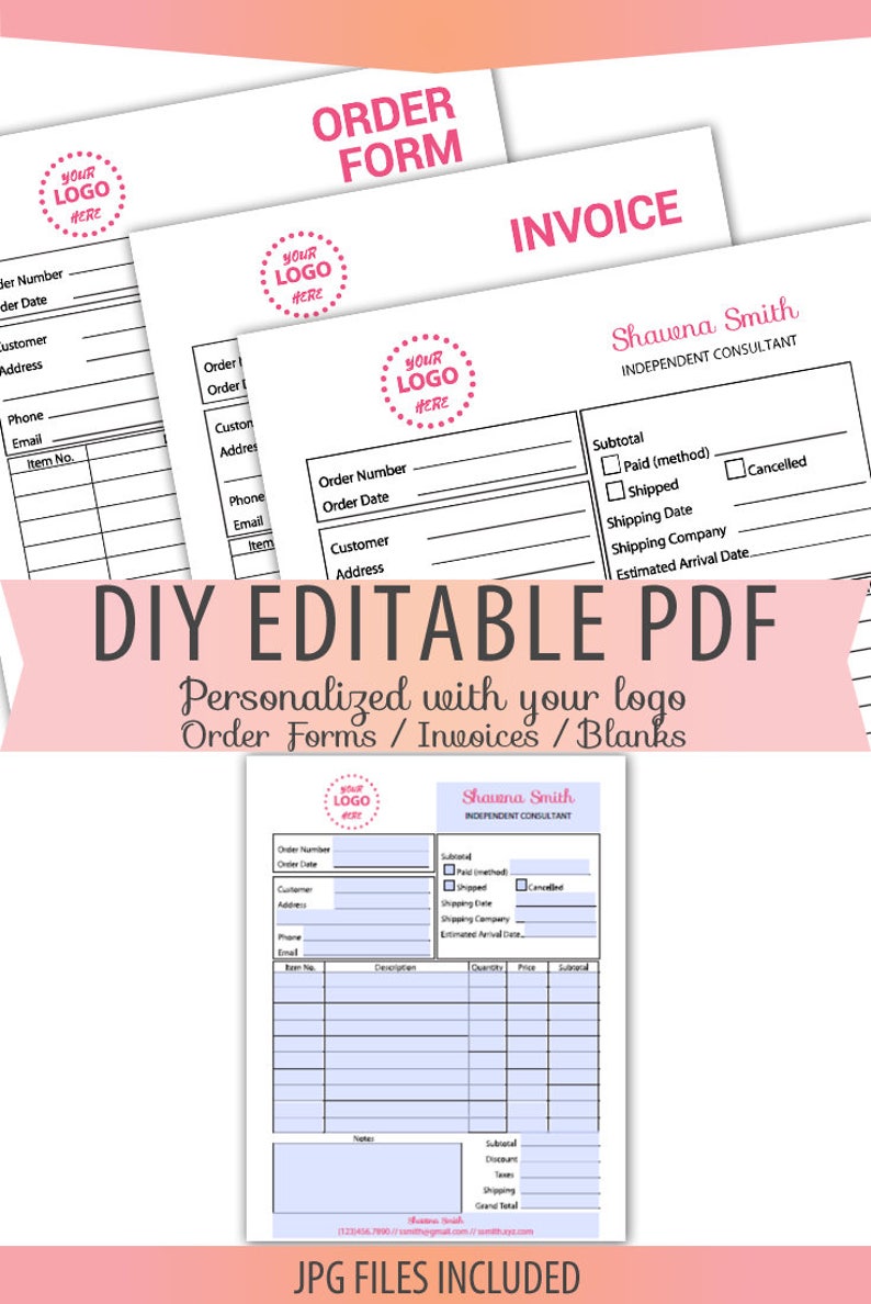 Personalized With Your Logo DIY Editable PDF Order Form - Etsy