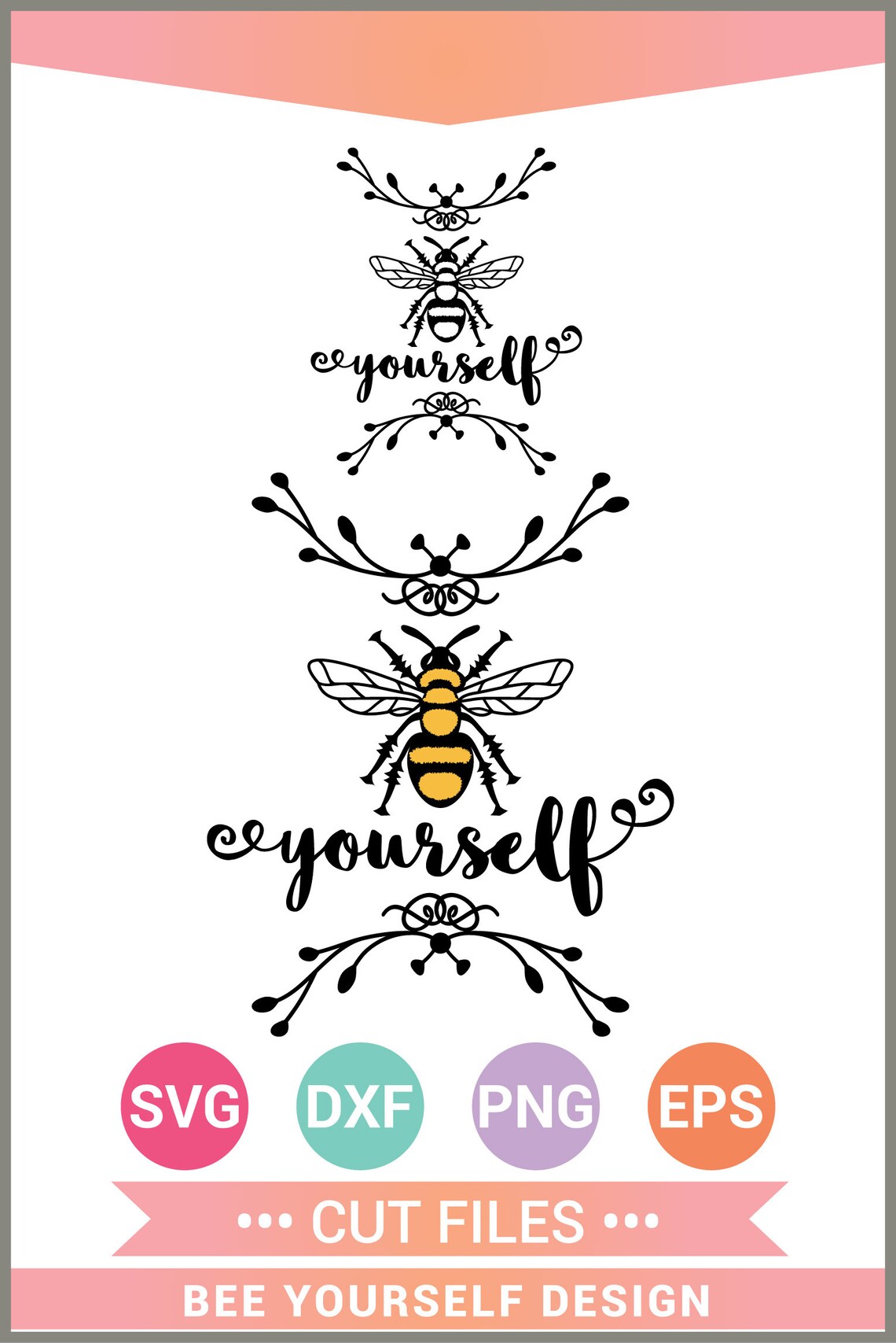 Bee Yourself Be Yourself Monogram SVG Cut Files Cricut Design - Etsy