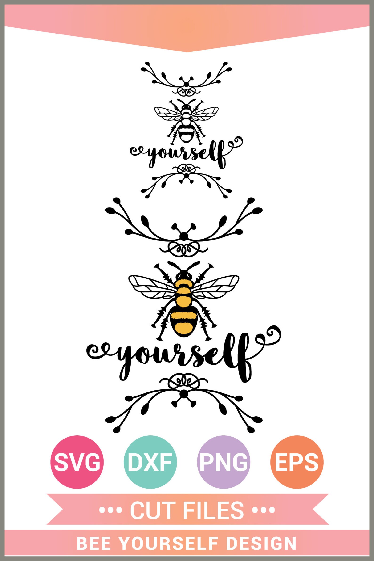 Bee Yourself Be Yourself Monogram SVG Cut Files Cricut Design - Etsy