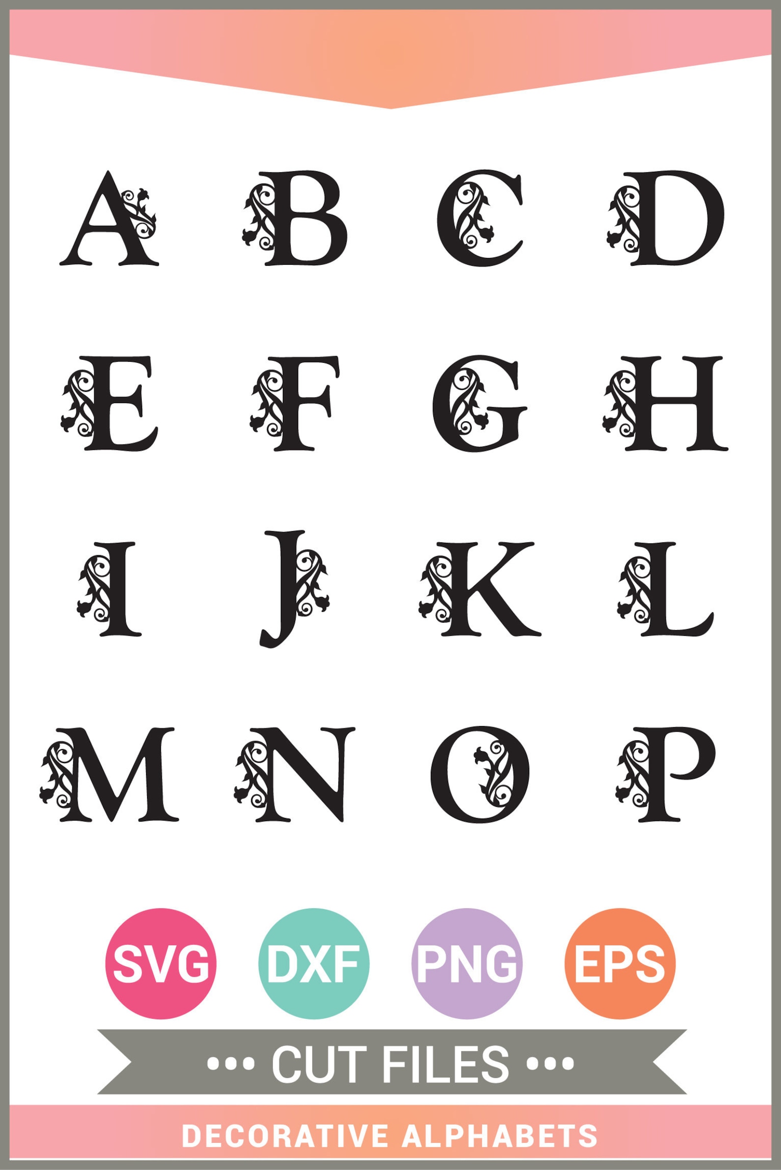 Alphabet Monogram Letters Wedding Invitation SVG Cut Files - Etsy