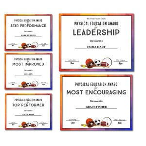 Fillable & Printable PDF PE Physical Education Kids Children Teacher ...